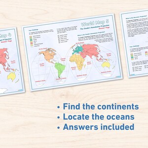 World Maps Printable Colouring Activity, Kids Geography, Map Learning ...