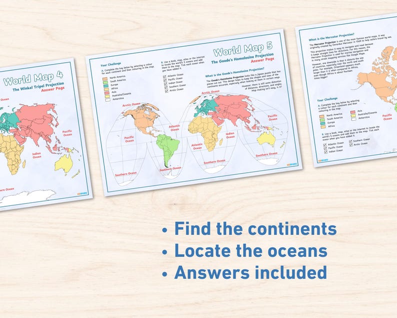 World Maps Printable Colouring Activity, Kids Geography, Map Learning ...