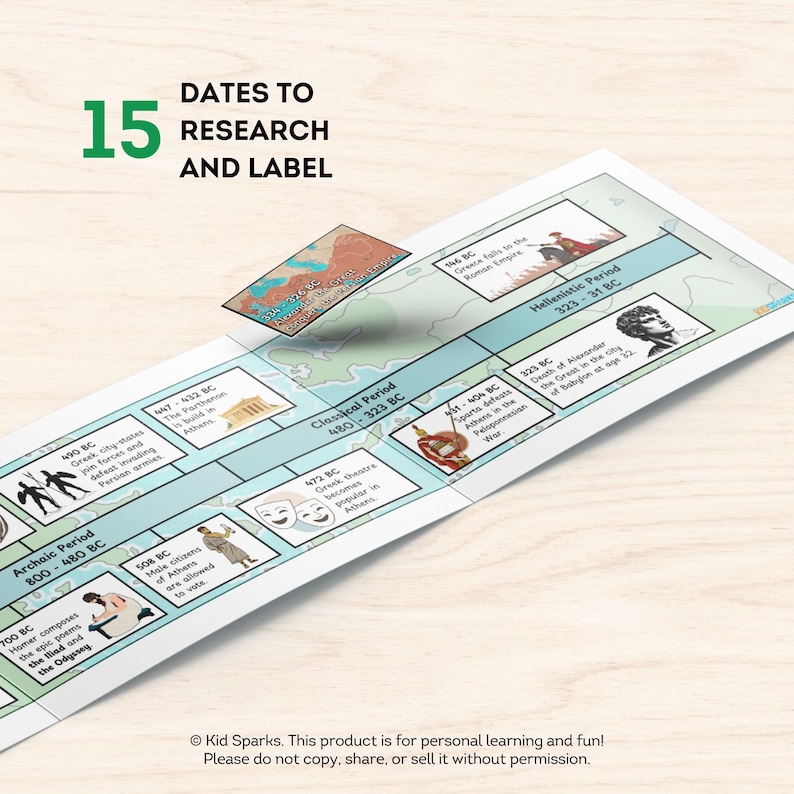 Printable Ancient Greece Foldable Timeline, Educate Kids About Europe ...