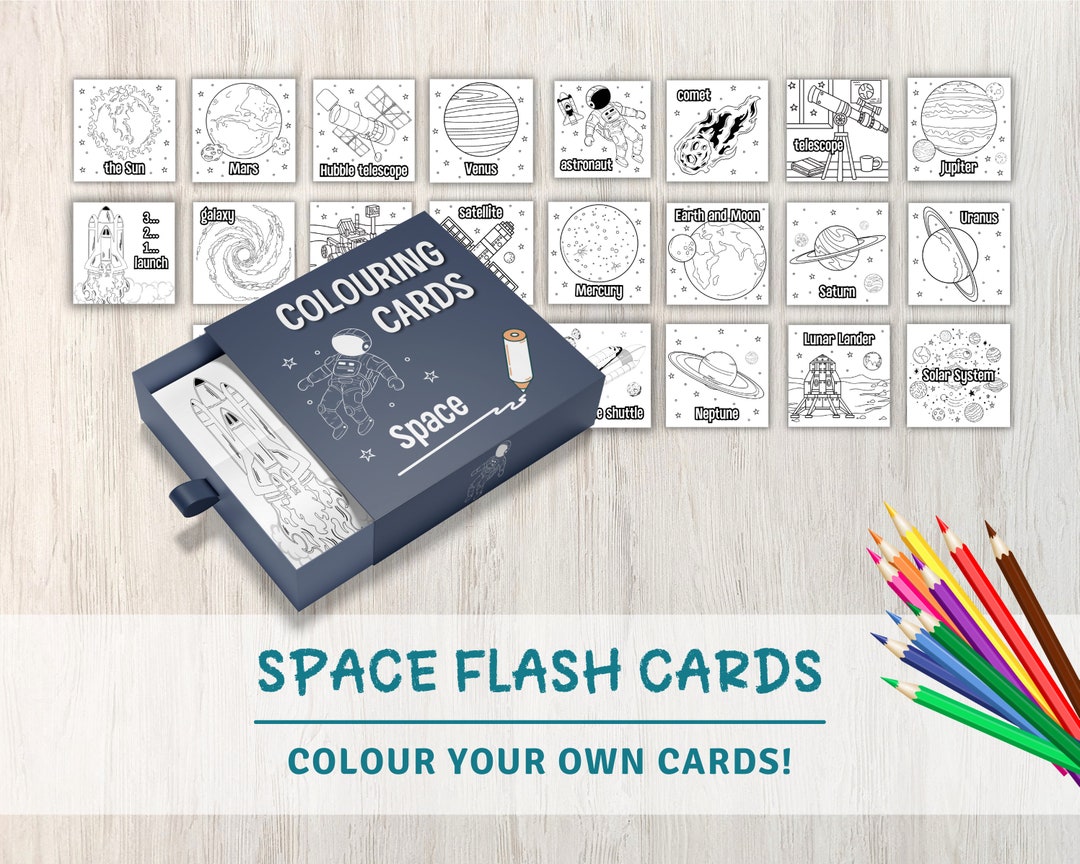 Space Flash Cards Activity Coloring Educate About Science - Etsy
