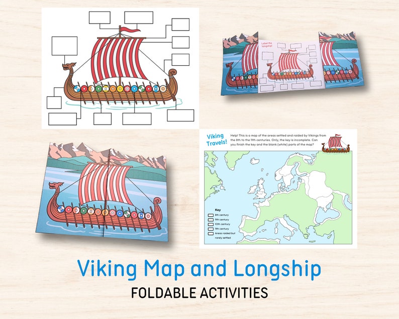 Viking Map & Longship Foldable Activity, Printable History Learning for ...