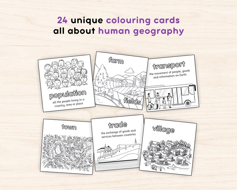 Human Geography Flash Cards Activity | Colouring Craft Educate About ...