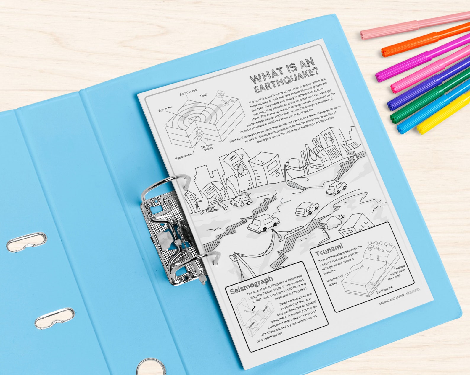 Printable Coloring Fact File, Earthquakes, Color and Learn, for ...