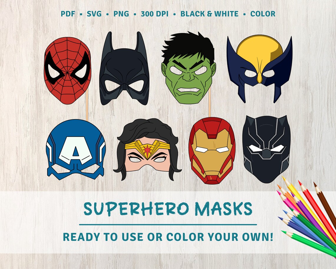 Superhero Masks Halloween Costume Photo Booth Masks Props - Etsy