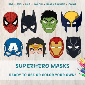 Superhero Masks Halloween Costume Photo Booth Masks Props - Etsy