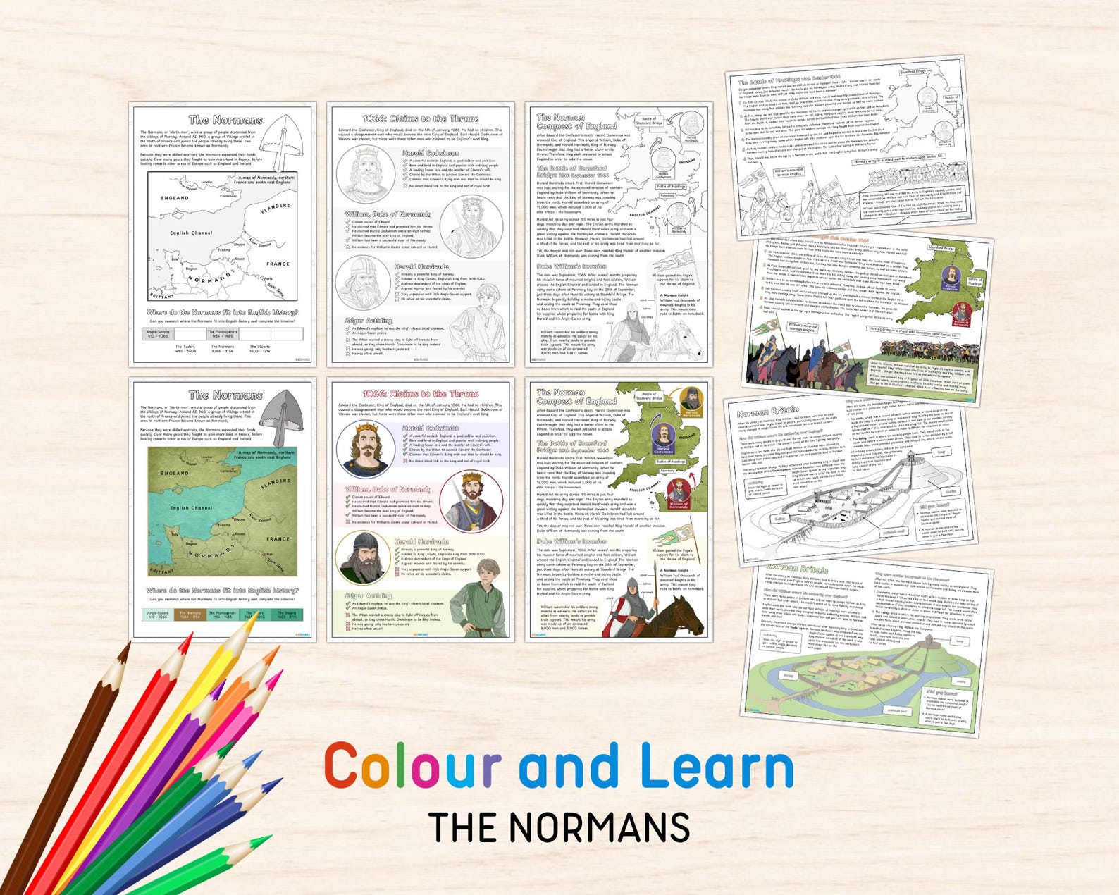 Norman England Printable Colouring Fact File, Normans, KS2 History ...