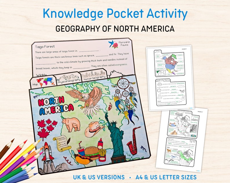 North America Pocket Activity | Geography Knowledge Kids Learning ...