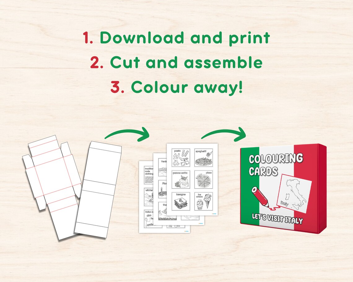 Visit Italy Flash Cards Activity | Colouring Activity Educate About ...