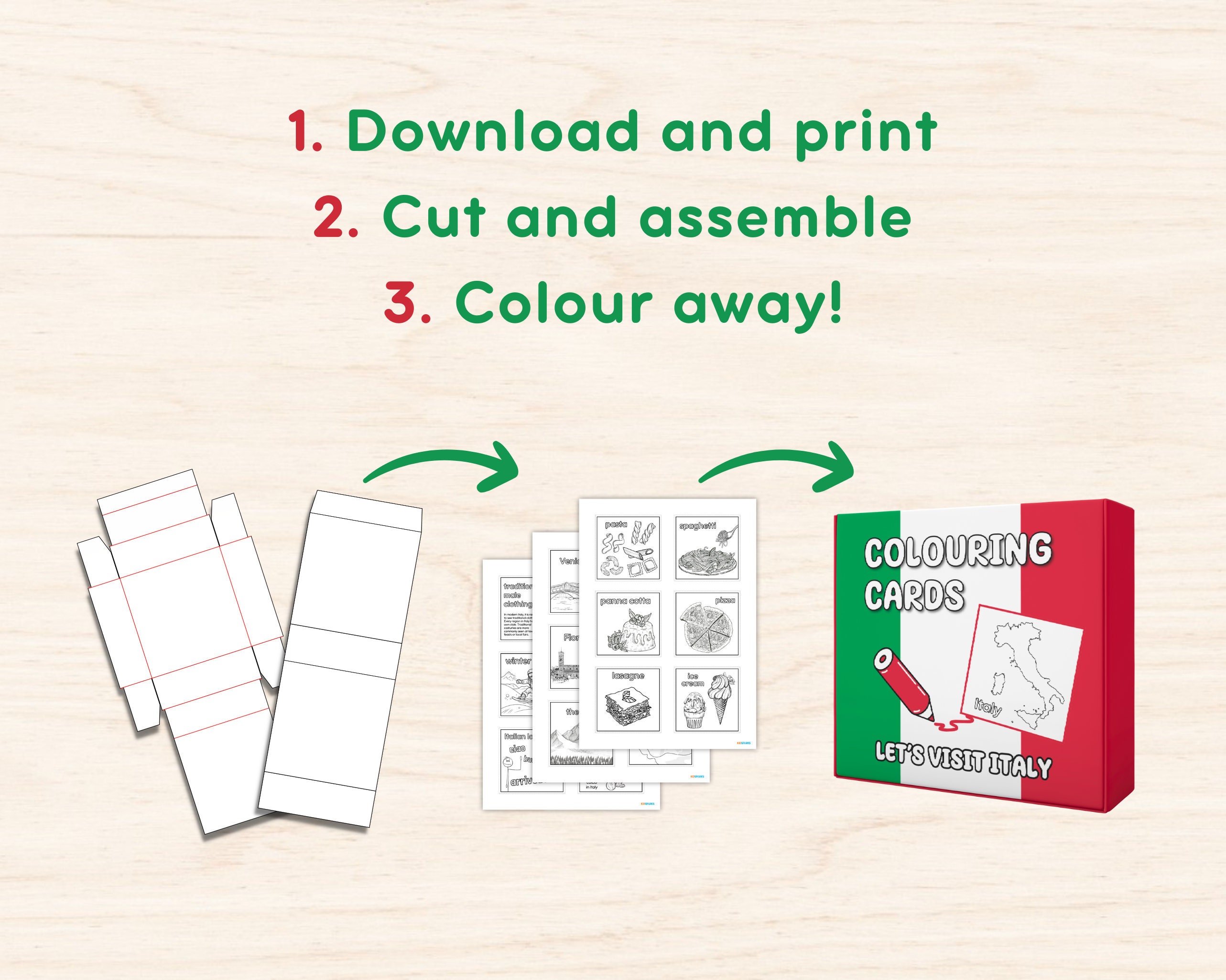 Visit Italy Flash Cards Activity | Colouring Activity Educate About ...