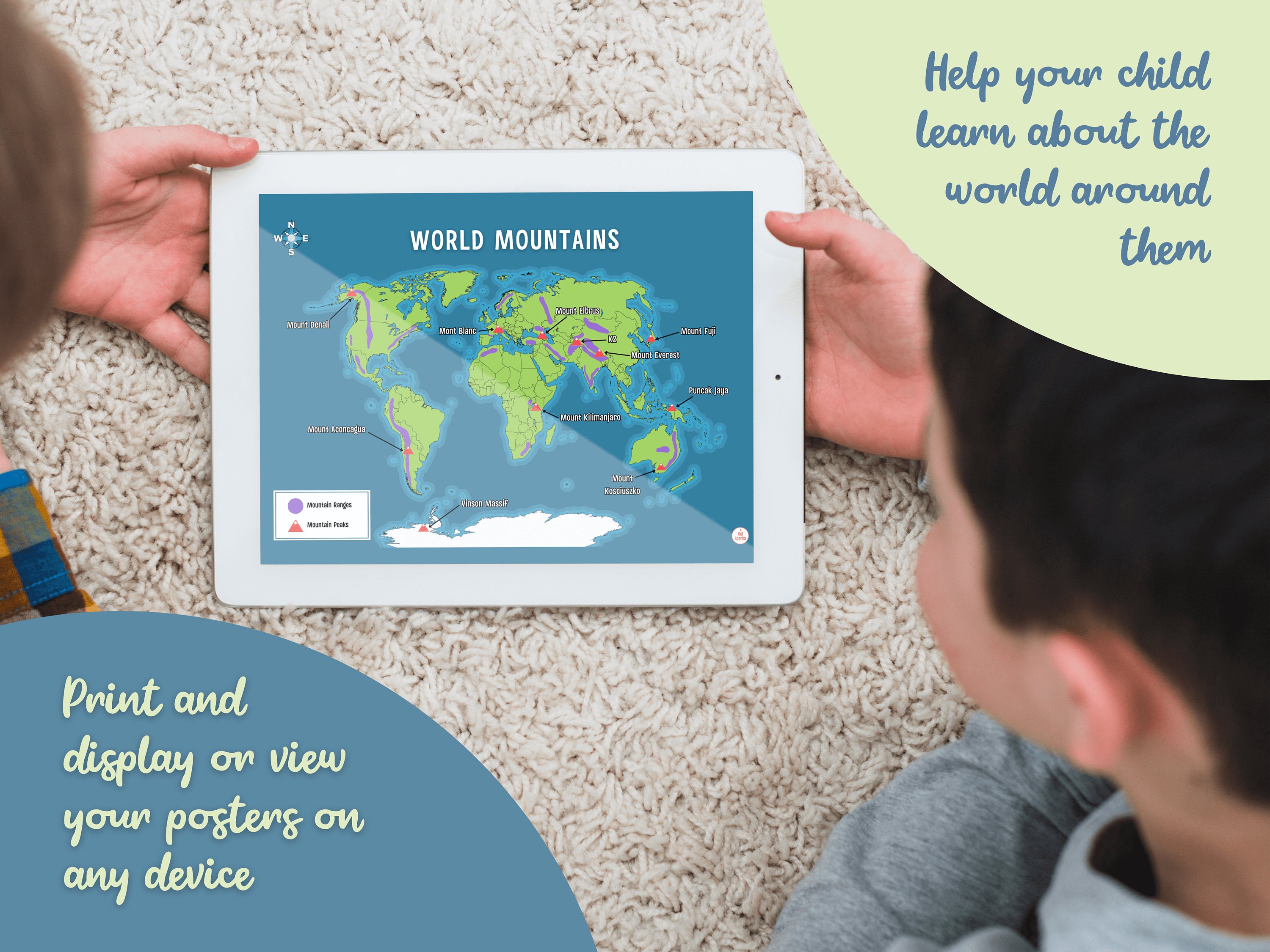 World Maps Poster Pack | Display Map Coloring Continents Oceans ...