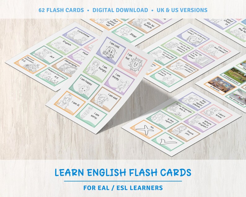 EAL ESL Flash Cards Coloring Cards English Language Learn English ...