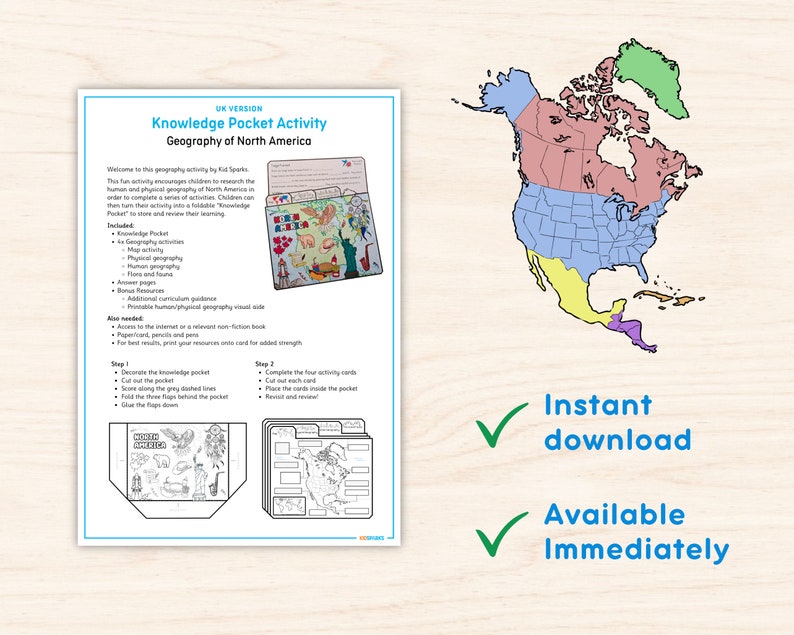 North America Pocket Activity | Geography Knowledge Kids Learning ...