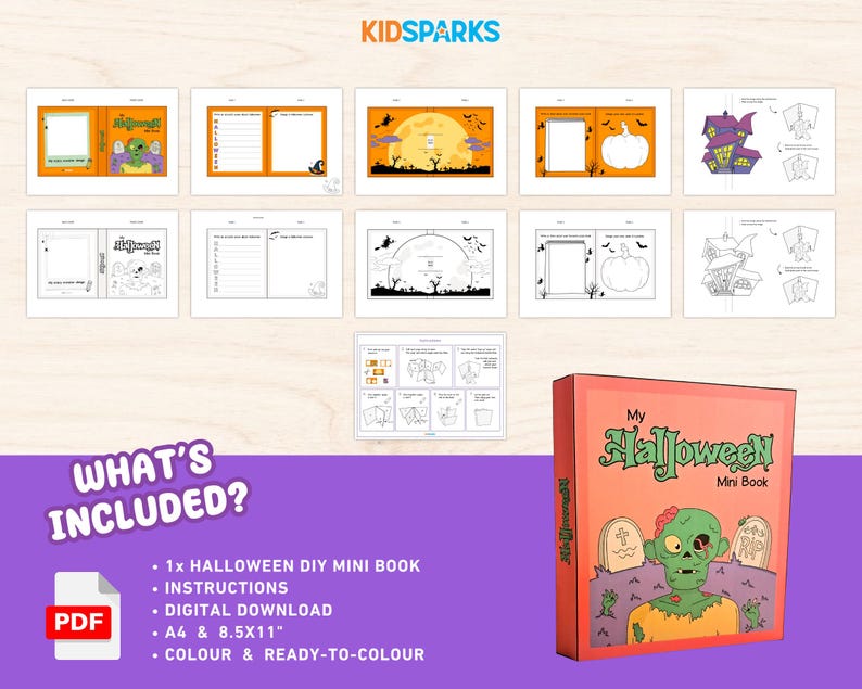 Printable Halloween Mini Book for Kids, Pop-up Halloween Craft Activity ...
