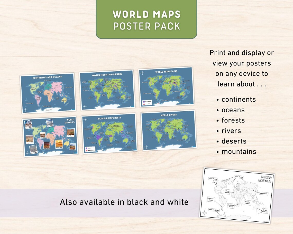Continents and Oceans Learning BUNDLE, Infographics Foldable World Map ...