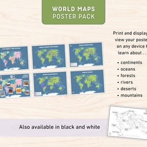 Continents and Oceans Learning BUNDLE, Infographics Foldable World Map ...