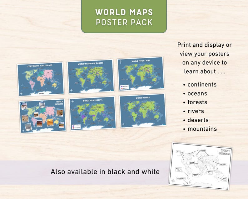 Continents and Oceans Learning BUNDLE, Infographics Foldable World Map ...