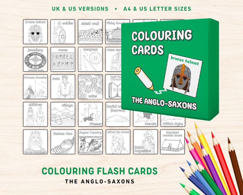 Anglo-saxons Flash Cards Activity | Colouring Activity Educate About ...