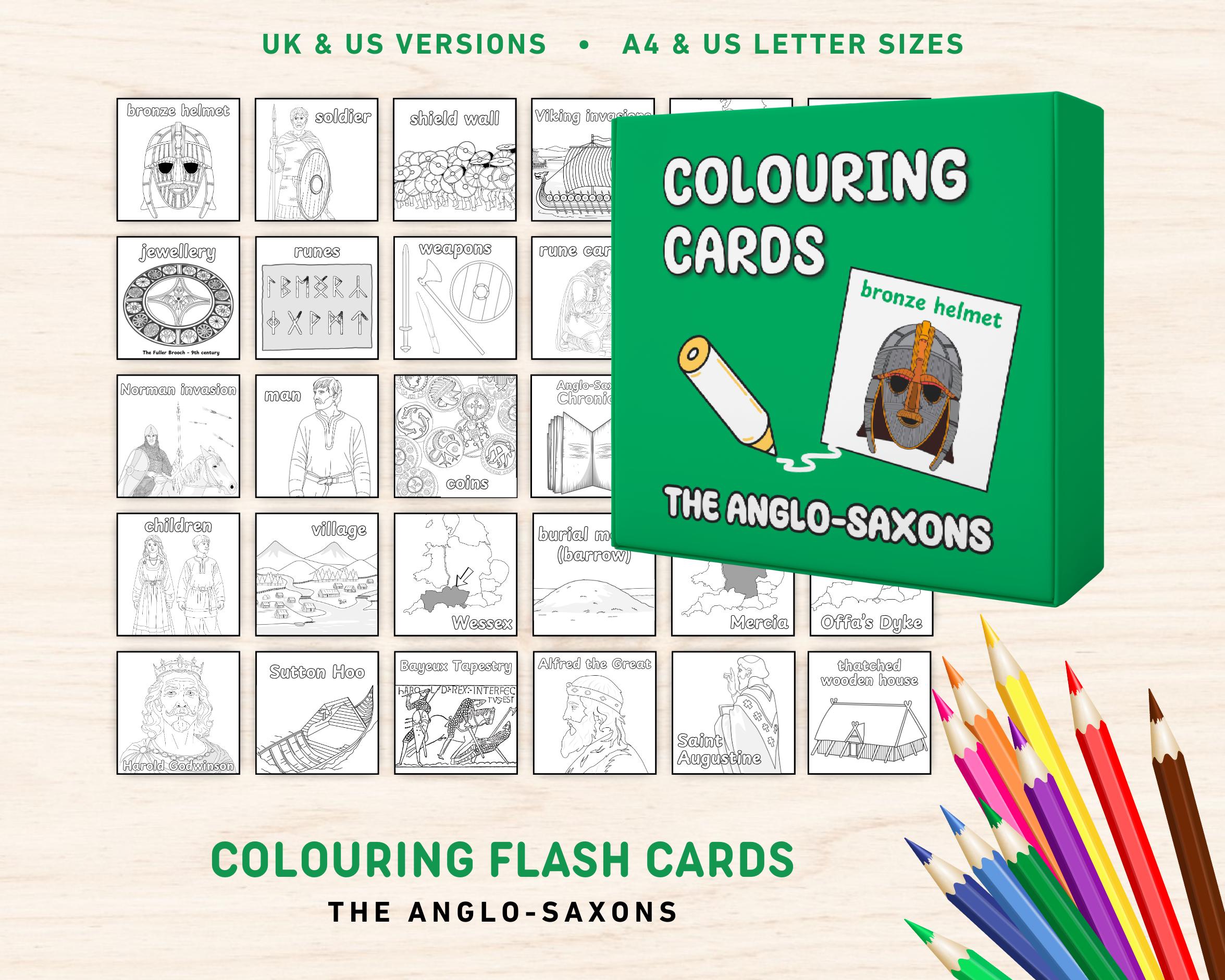Anglo-saxons Flash Cards Activity | Colouring Activity Educate About ...
