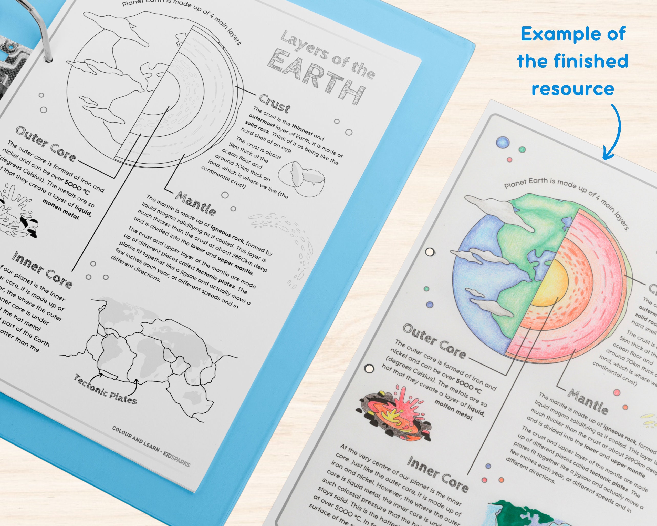 Printable Coloring Fact File, Layers of the Earth, Color and Learn, for ...