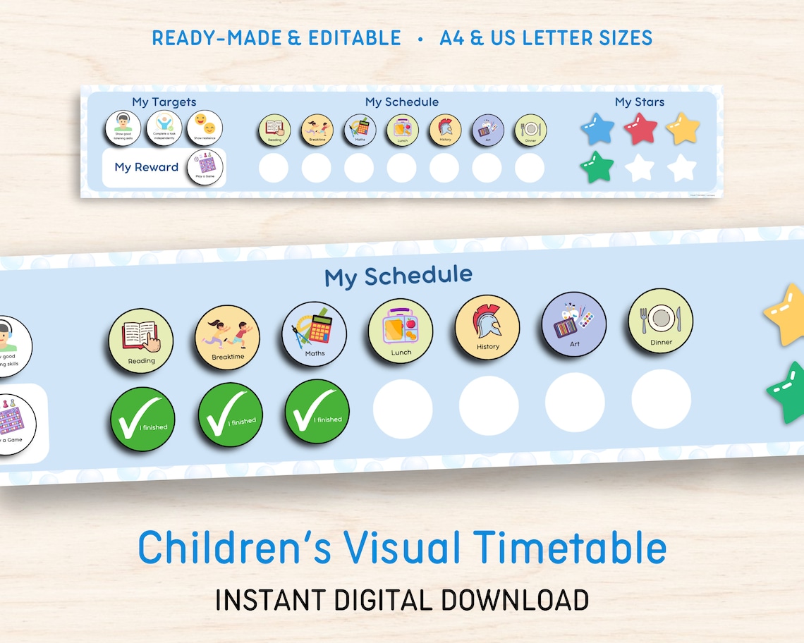 Editable Kids Visual Timetable Children Daily Planner, Kids ...