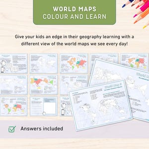 Continents and Oceans Learning BUNDLE, Infographics Foldable World Map ...