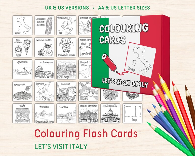 Visit Italy Flash Cards Activity | Colouring Activity Educate About ...