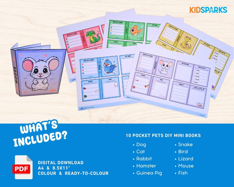 Printable Pocket Pet Mini Books for Kids | Craft Activity About Animals ...
