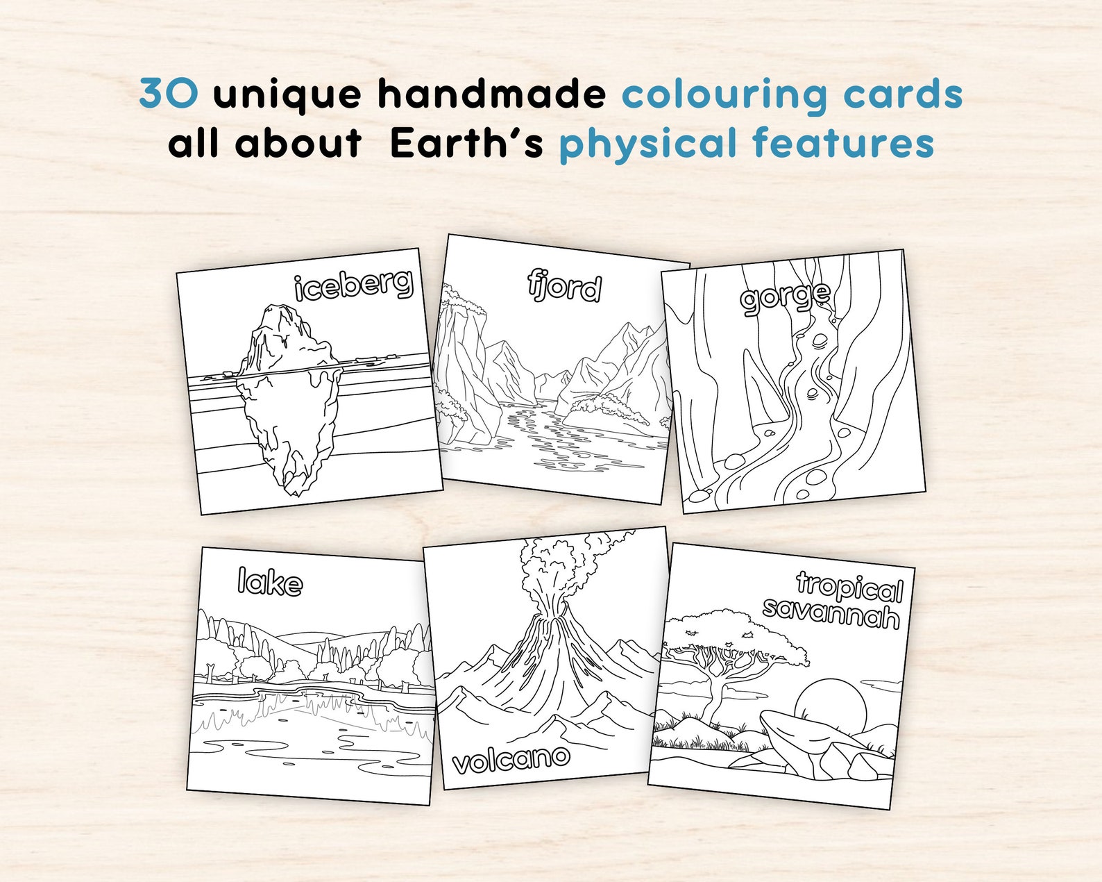 Physical Geography Flash Cards Activity, Colouring Craft Educate About ...