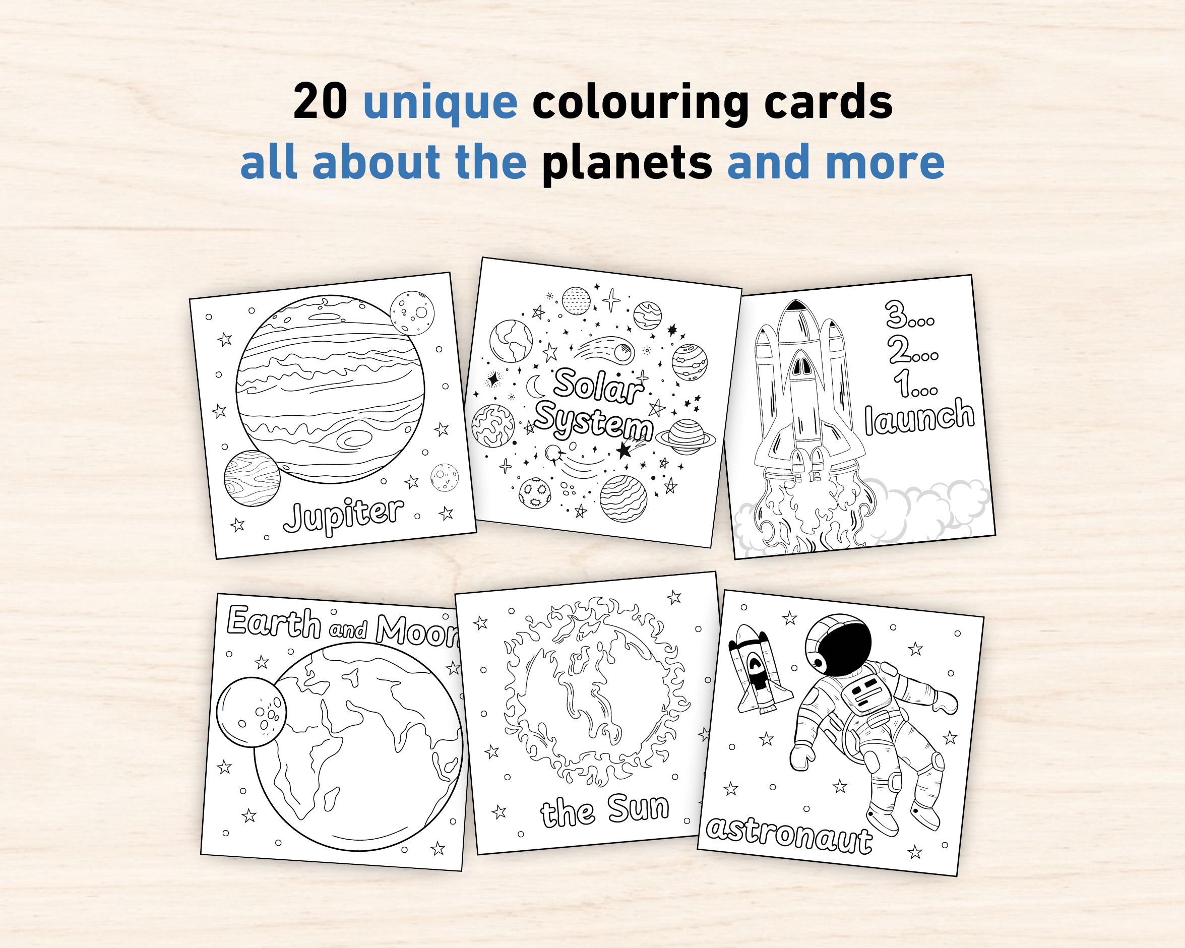 Printable Flash Cards, Earth and Space, Colouring Science Activity Kids ...