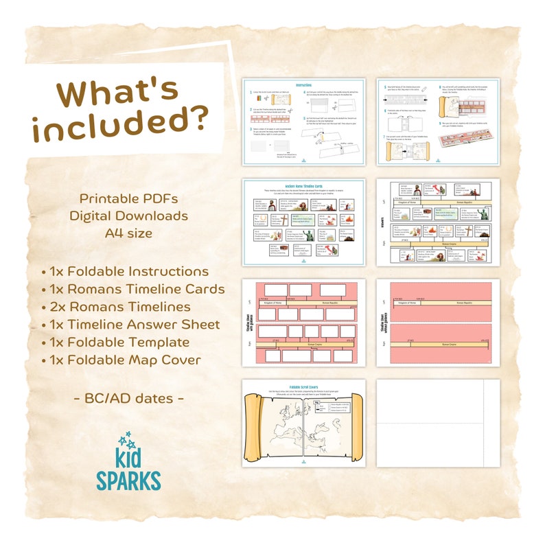 Ancient Rome Timeline Foldable BC AD Educate About Roman History ...