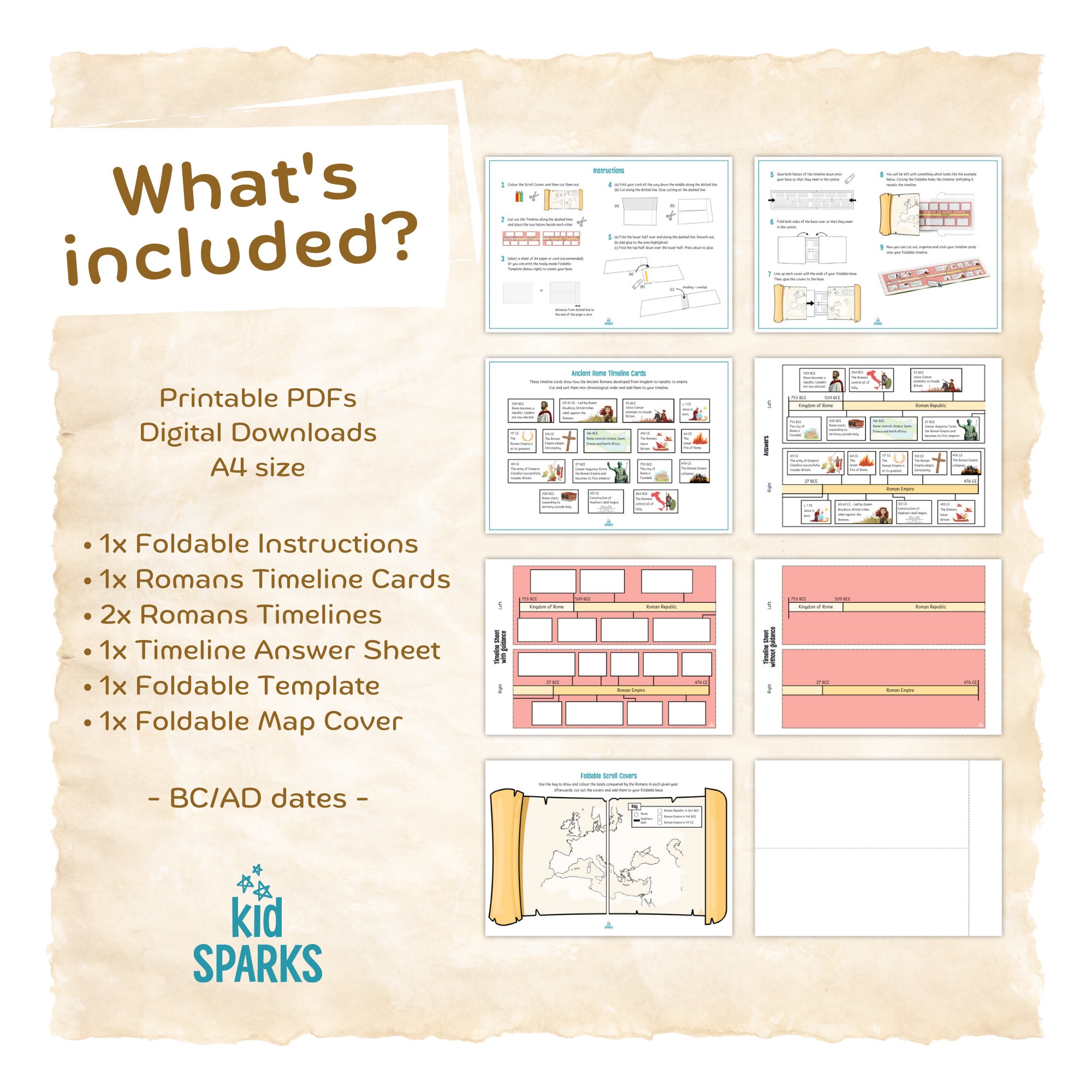 Ancient Rome Timeline Foldable | BC AD | Educate About Roman History ...