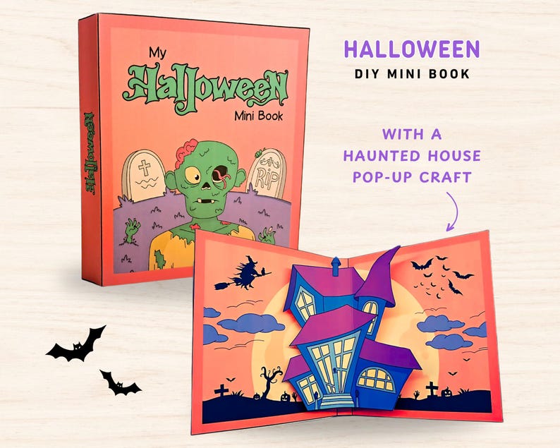Printable Halloween Mini Book for Kids, Pop-up Halloween Craft Activity ...