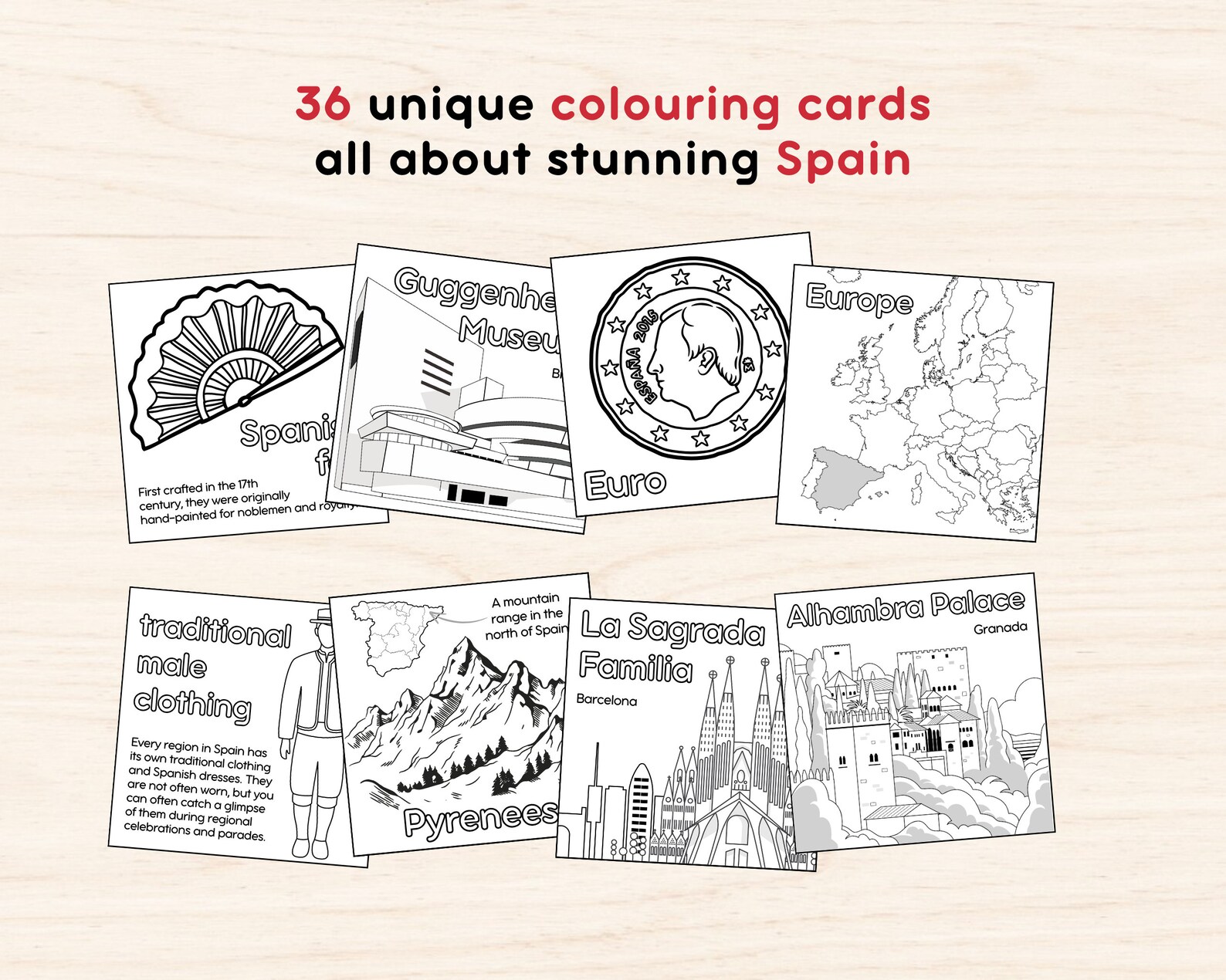 Visit Spain Flash Cards Activity | Colouring Activity Educate About ...