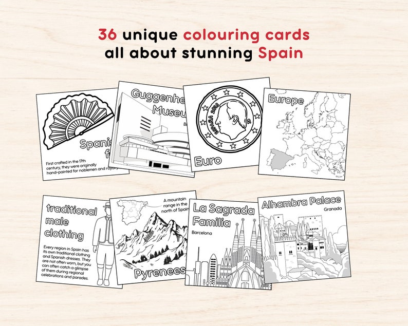 Visit Spain Flash Cards Activity | Colouring Activity Educate About ...