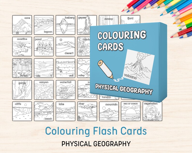 Physical Geography Flash Cards Activity, Colouring Craft Educate About ...