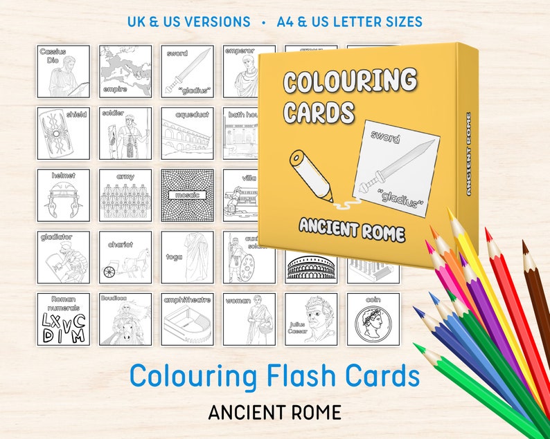 Ancient Rome Flash Cards Activity | Colouring Activity Educate About ...
