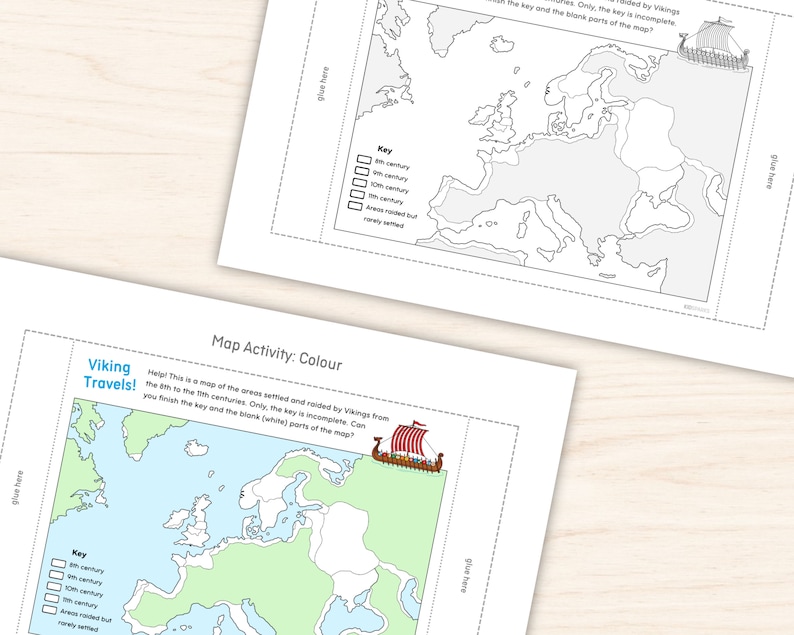 Viking Map & Longship Foldable Activity, Printable History Learning for ...