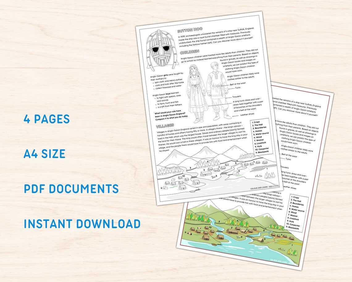 Anglo-saxons & Vikings Printable Colouring Fact File, KS2 History ...