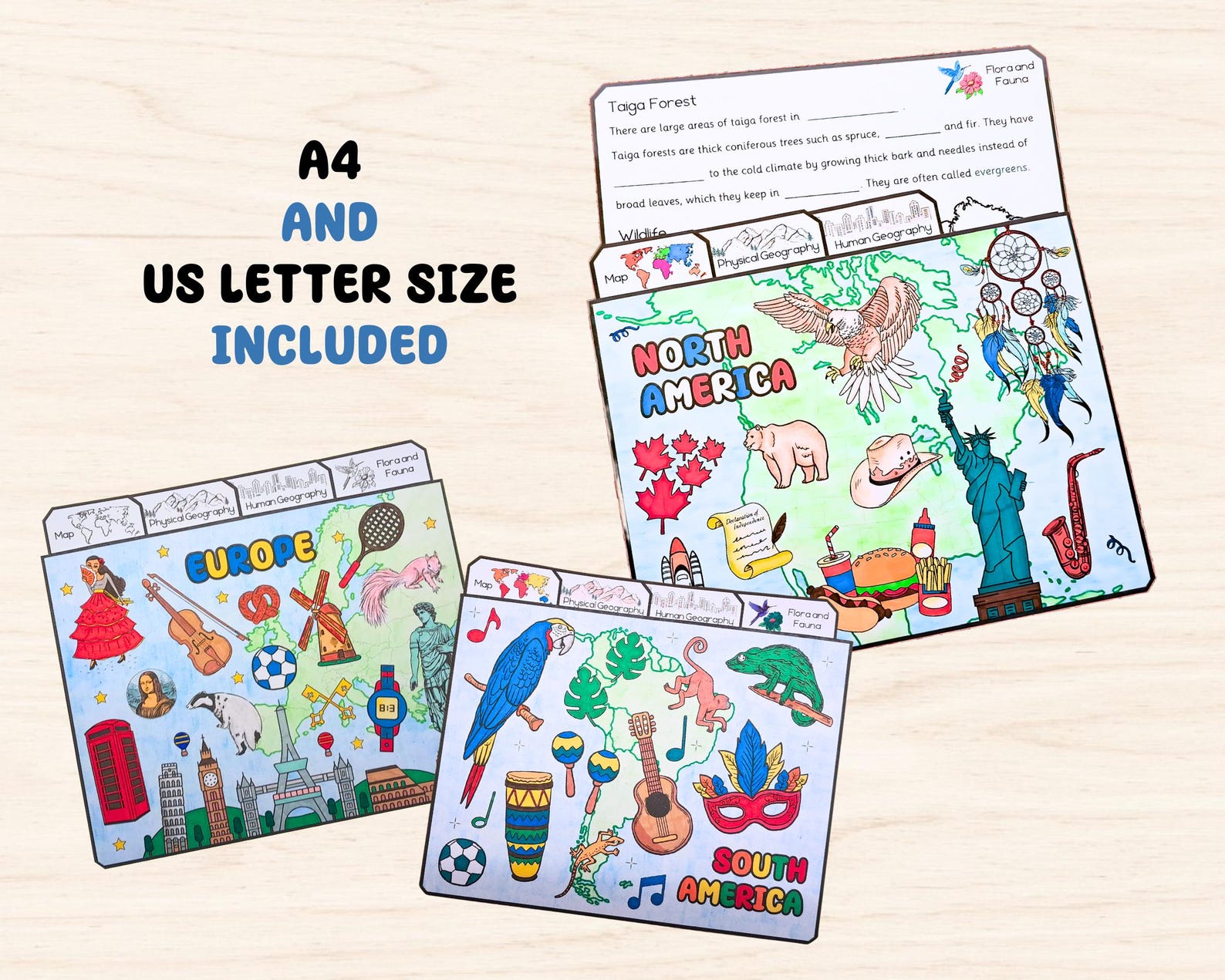 Bundle: 7 Continents Pocket Activities, Geography Knowledge Kids ...