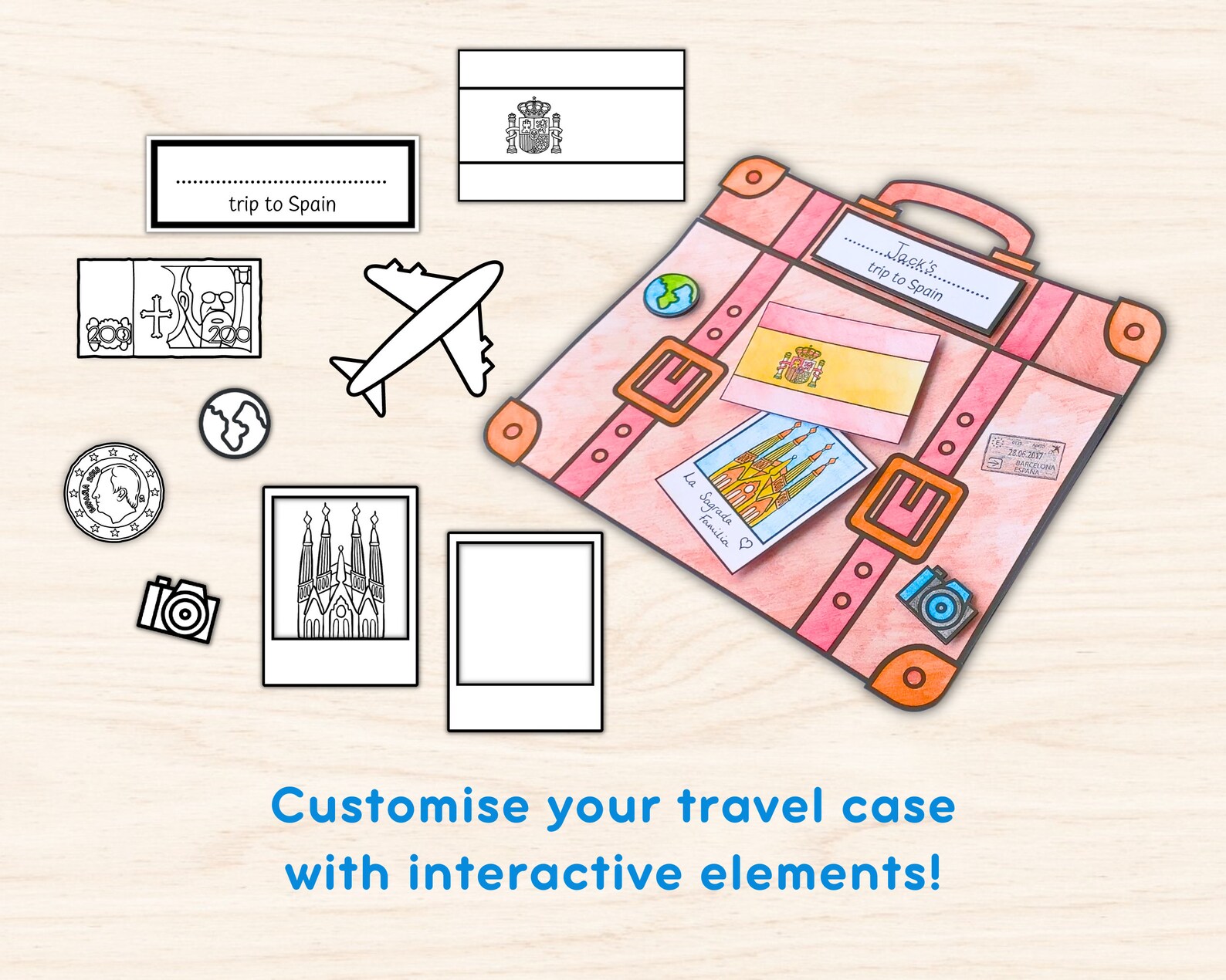 Travel Case Foldable Spain Editable | Geography Creative Learning Kids ...