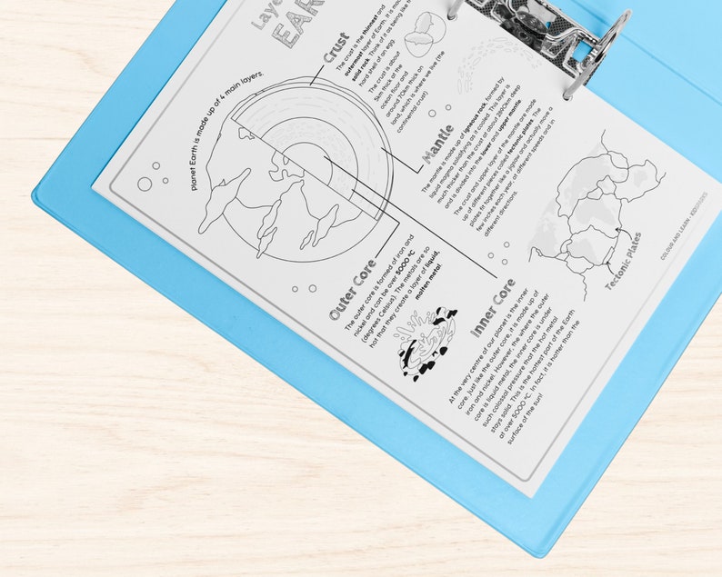 Printable Coloring Fact File, Layers of the Earth, Color and Learn, for ...