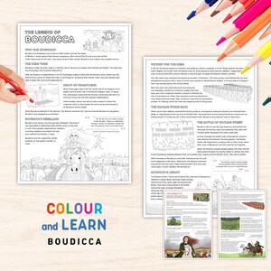 Queen Boudicca Printable Colouring Activity, Roman Britain Kids History ...