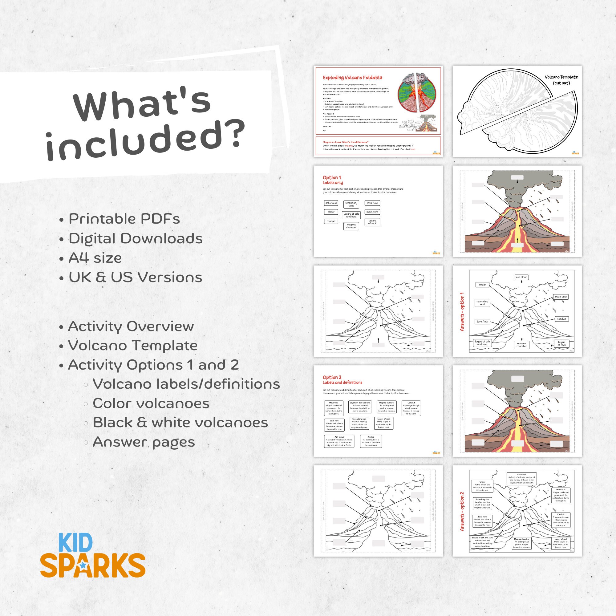 Volcano Foldable Activity | Earth Geography Science Learning Montessori ...
