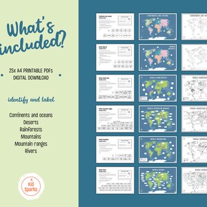 World Maps Activity Pack | Cut Paste Label Geography Learning Education ...