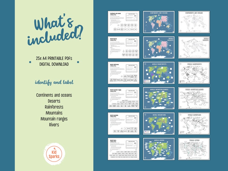 World Maps Activity Pack | Cut Paste Label Geography Learning Education ...