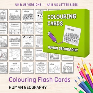 Human Geography Flash Cards Activity | Colouring Craft Educate About ...