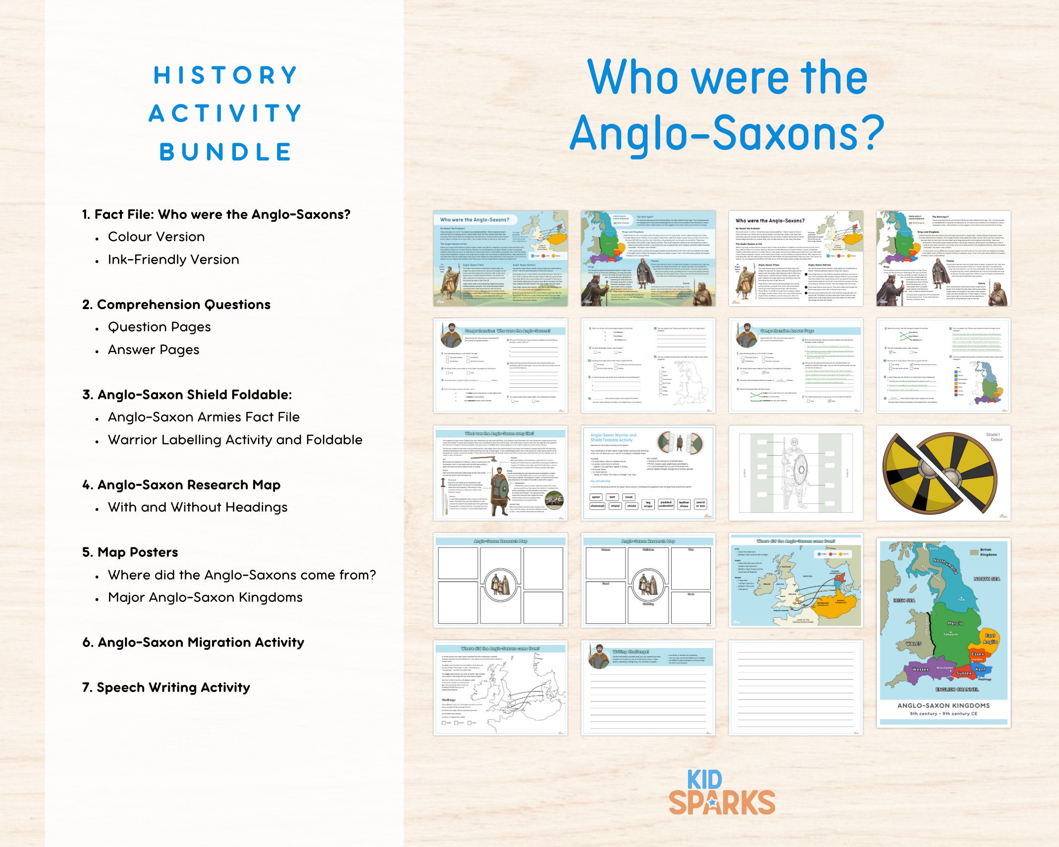 History Activity Bundle Anglo-saxons Fact File Comprehension Foldable ...