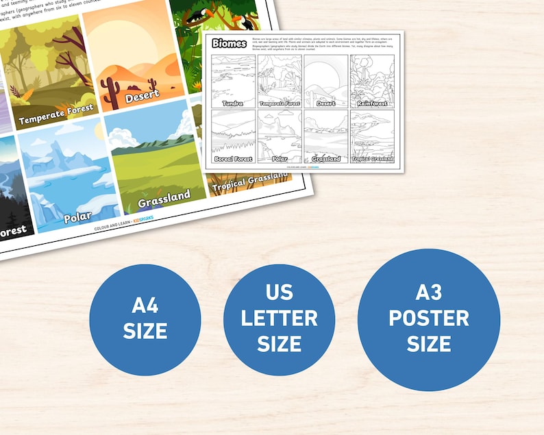 Biomes Printable Colouring Activity, Kids Geography Posters, Map ...