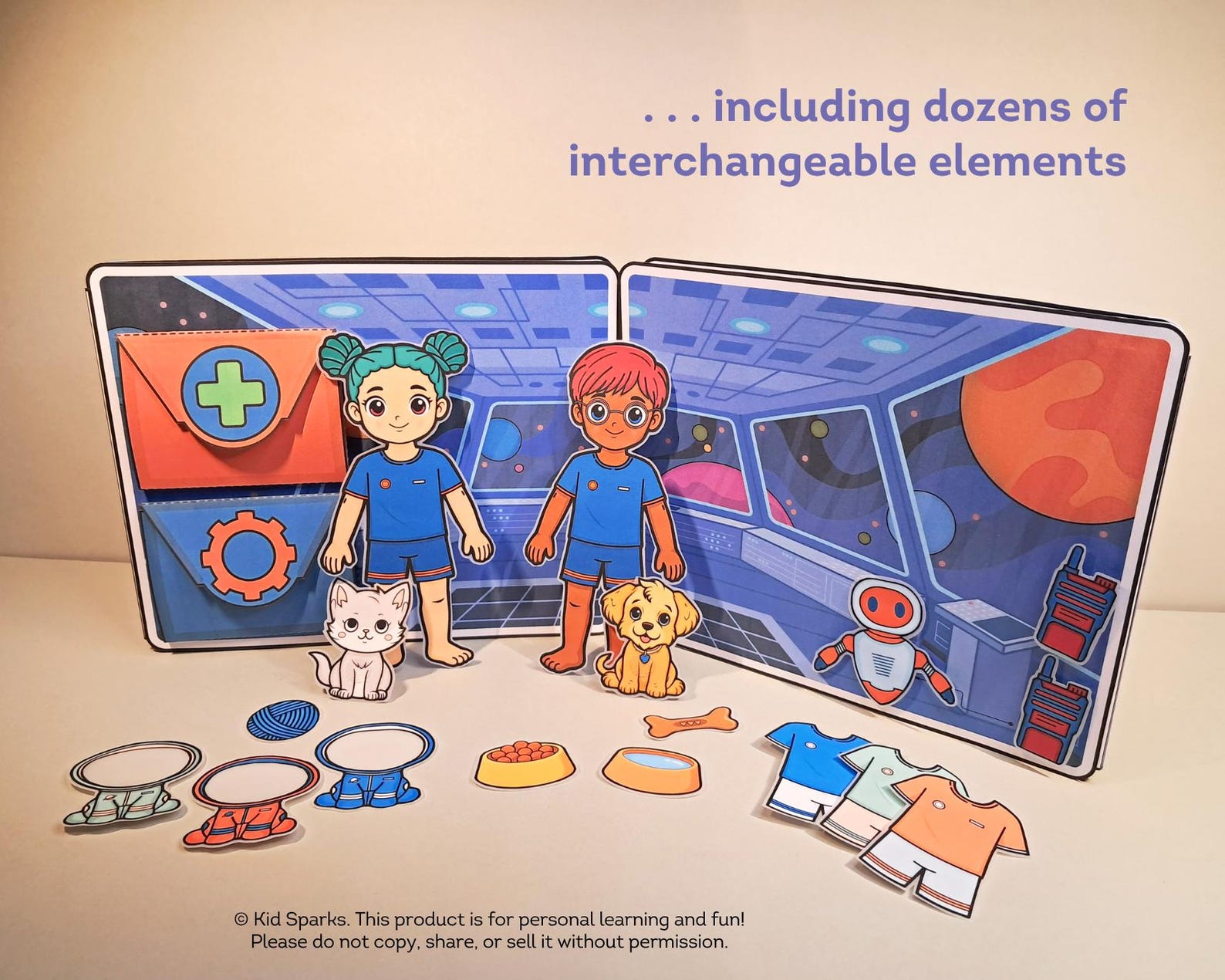 Astronaut Paper Dolls Printable Space Play Pack | Cut & Build Dress up ...