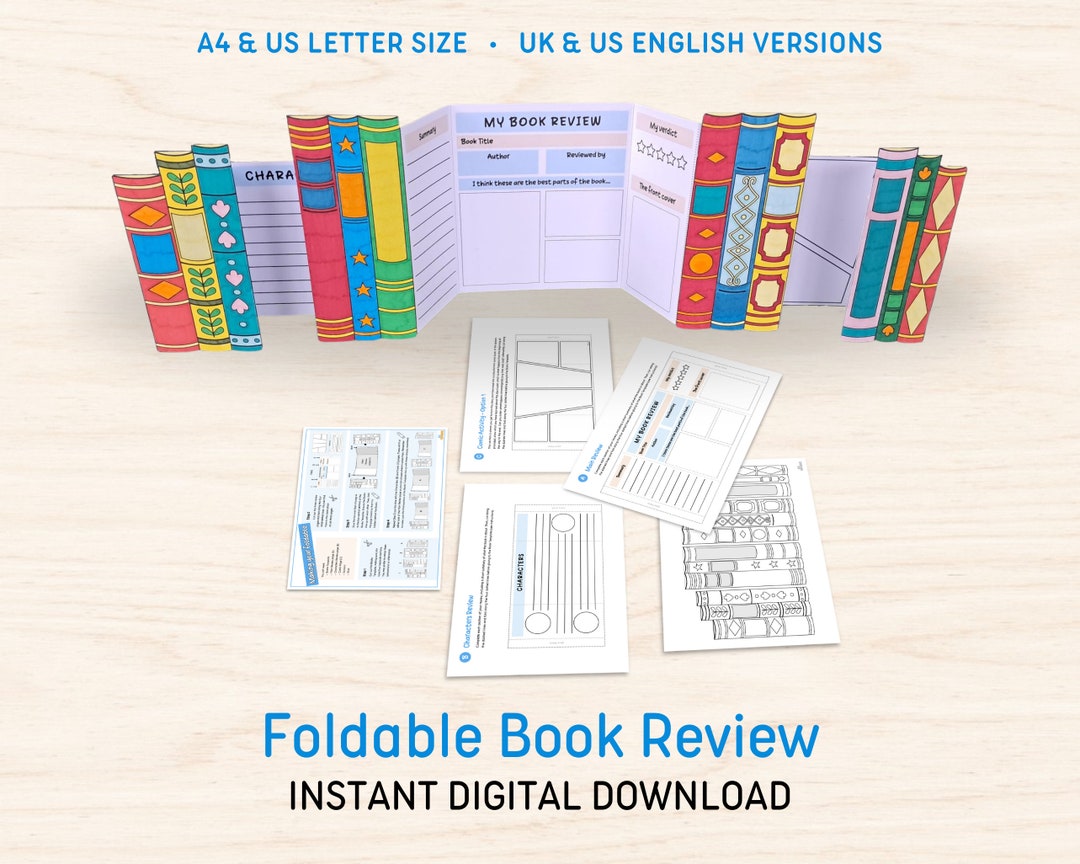 Foldable Book Review Activity | Kids English Library Books Learning ...